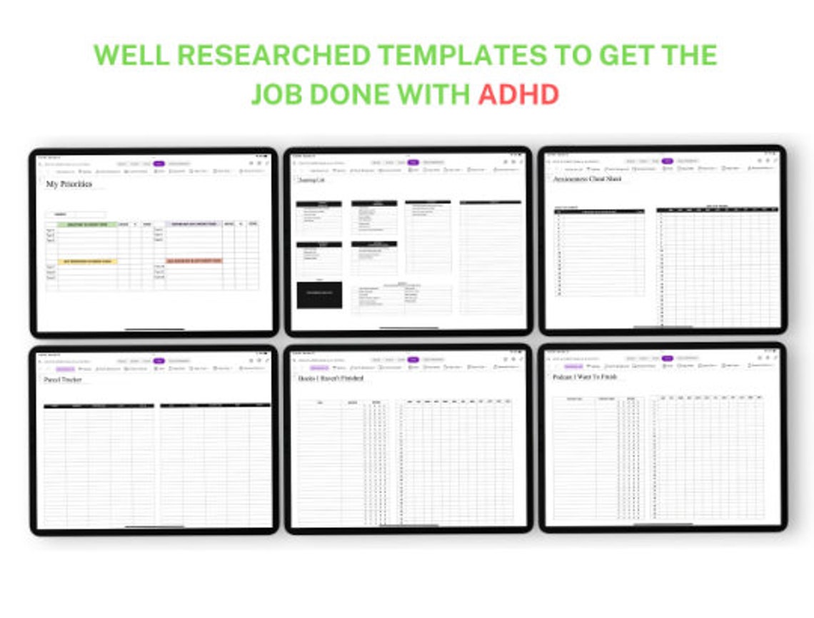 ONENOTE Adhd Planner Onenote Adhd Planner Digital Adhd - Etsy