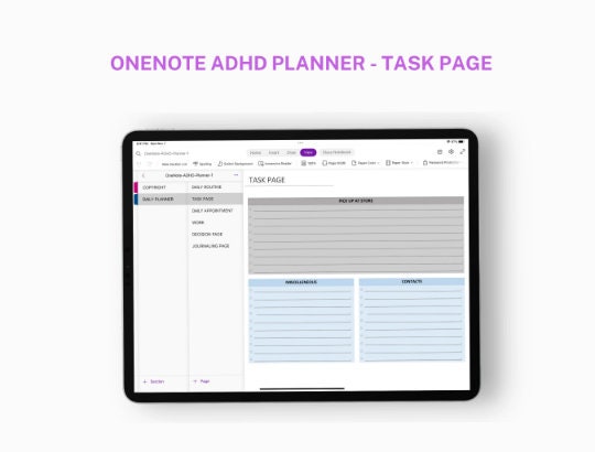 ONENOTE Adhd Planner Onenote Adhd Planner Digital Adhd Planner for ...