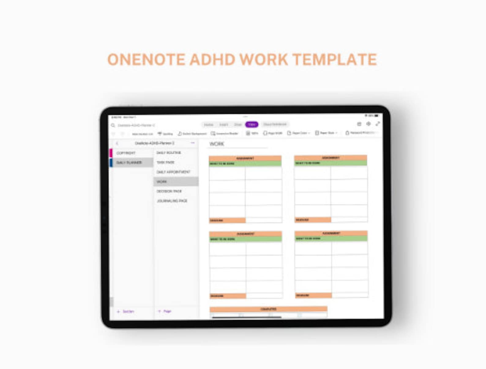 ONENOTE Adhd Planner Onenote Adhd Planner Digital Adhd Planner for ...
