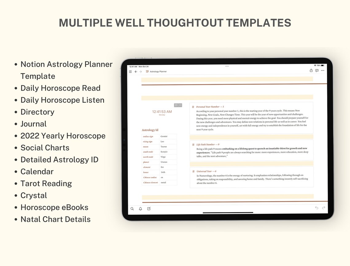 Notion Astrology Planner, Notion Template, Notion Planner, Digital ...