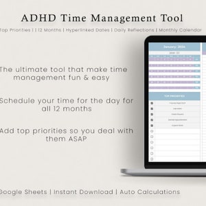 ADHD Time Management Tool Google Spread Sheet, Google Sheets, Google ...