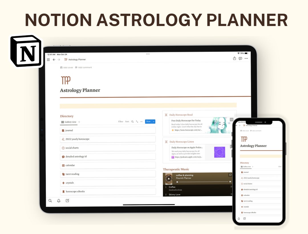 Notion Astrology Planner, Notion Template, Notion Planner, Digital Tarot Journal, Notion Life ...