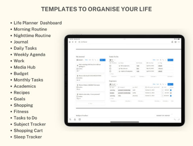 Notion Template, Notion Life Planner, Notion, Notion Dashboard Template, Notion Planner, Notion ...