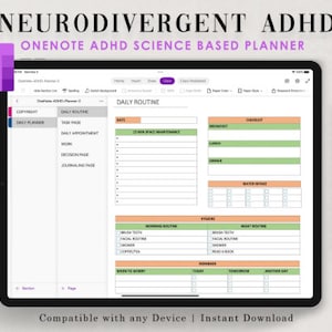 ONENOTE Adhd Planner Onenote Adhd Planner Digital Adhd Planner for ...