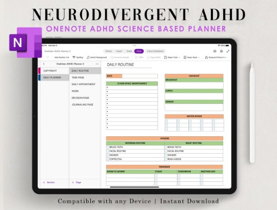ONENOTE Adhd Planner Onenote Adhd Planner Digital Adhd Planner for ...