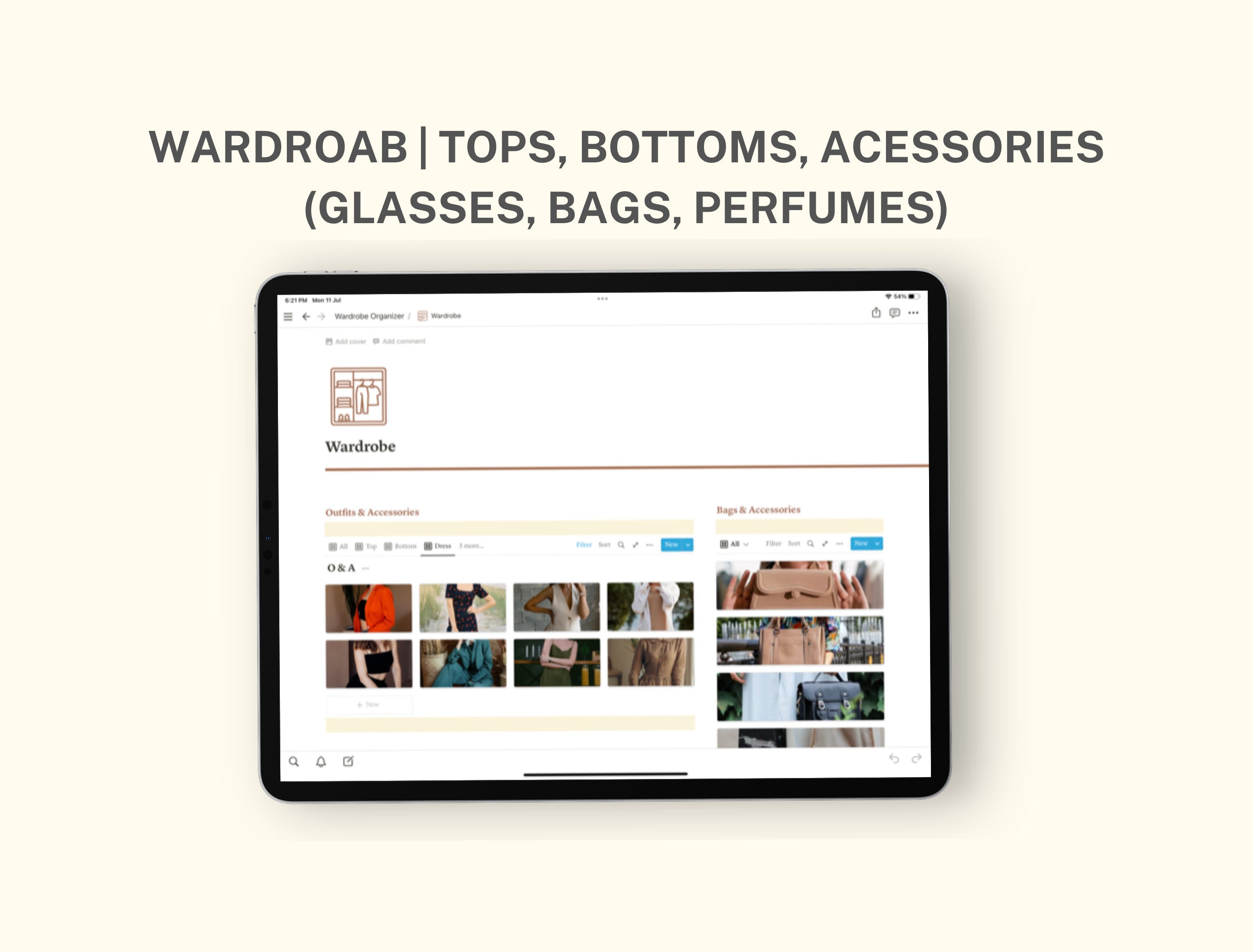 Notion Wardrobe Organizer Notion Template Notion Life - Etsy