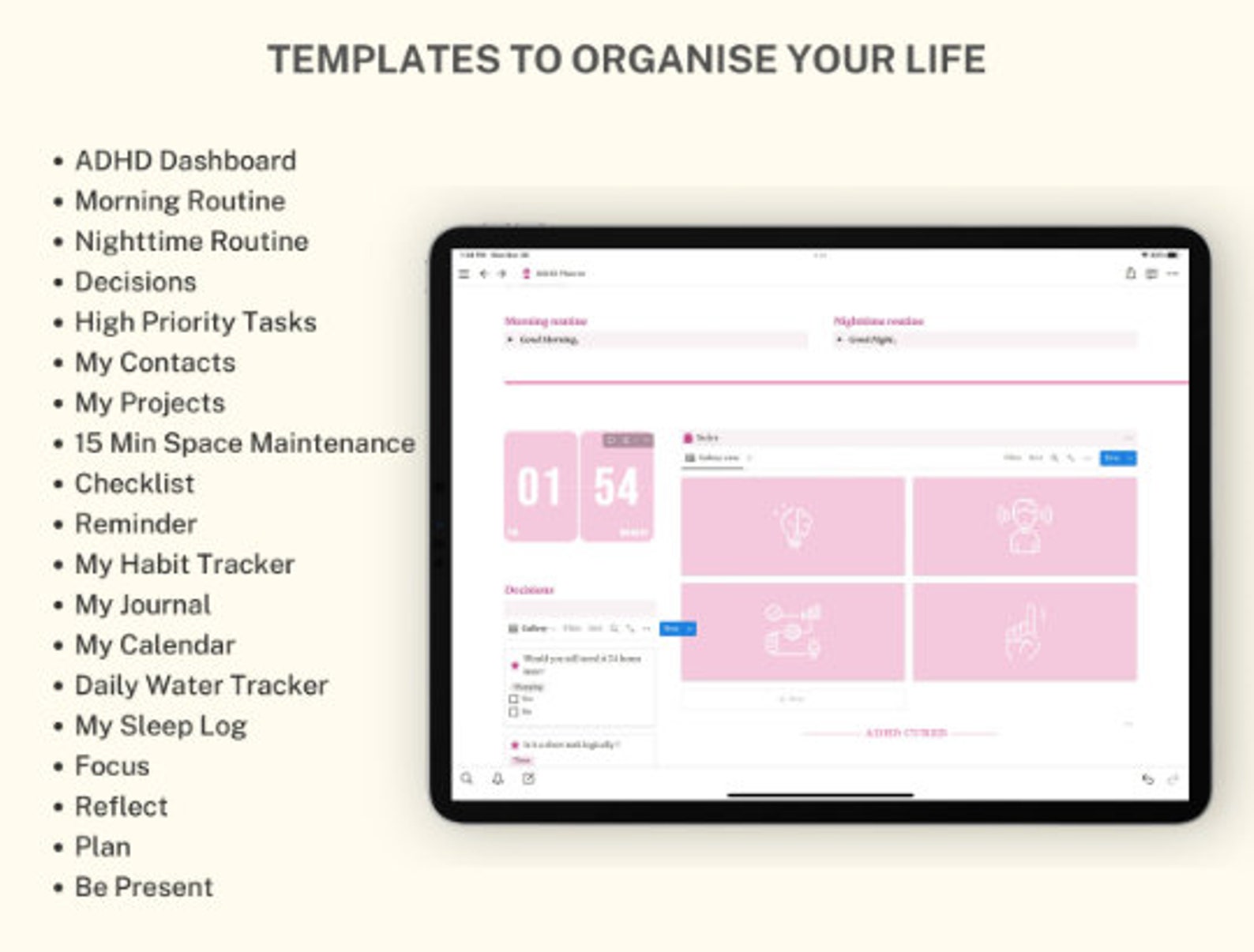 Notion Template ADHD, Notion Template Adhd Career, Notion Template, Notion Life Planner, Notion ...
