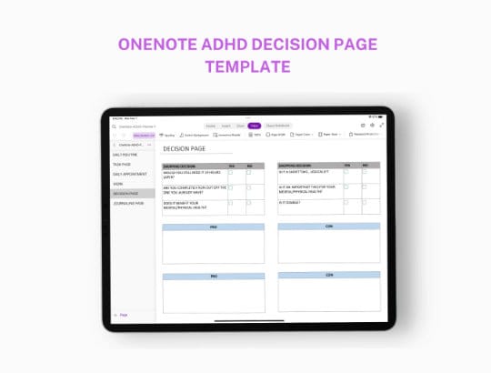 ONENOTE Adhd Planner Onenote Adhd Planner Digital Adhd Planner for ...