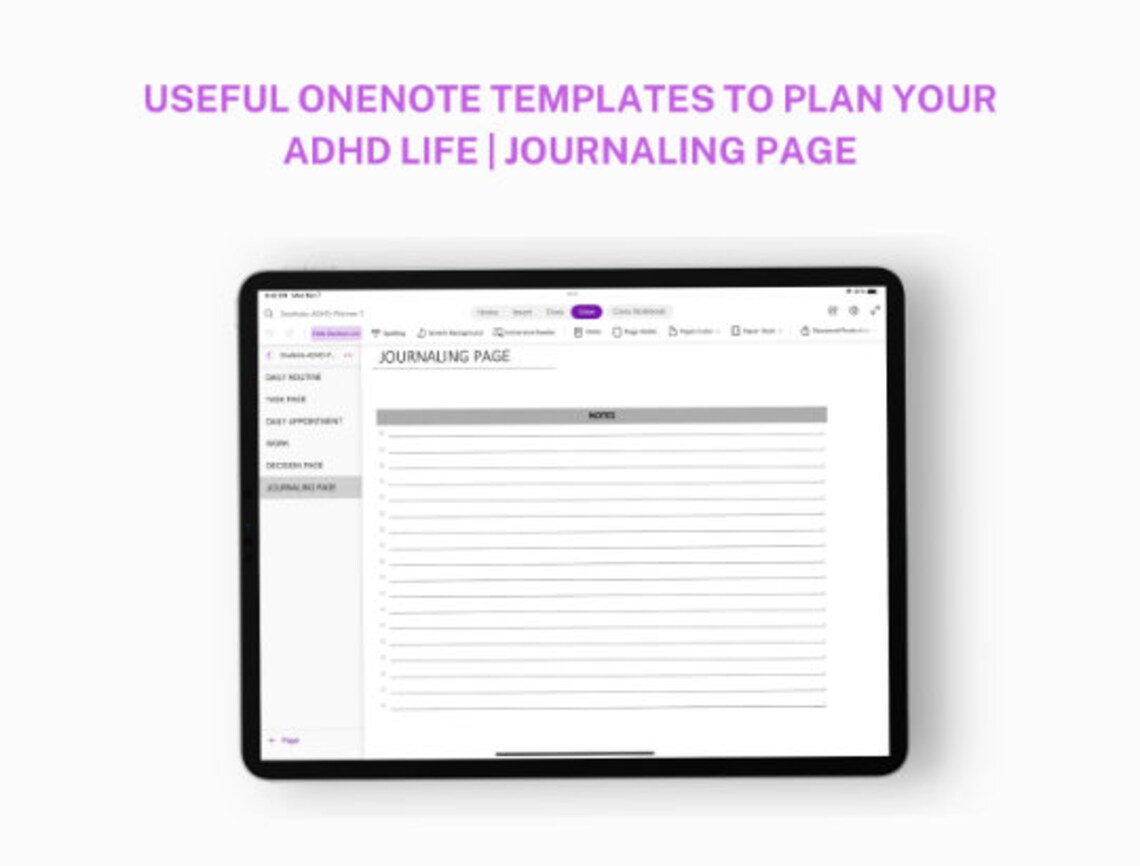 ONENOTE Adhd Planner Onenote Adhd Planner Digital Adhd Planner for ...