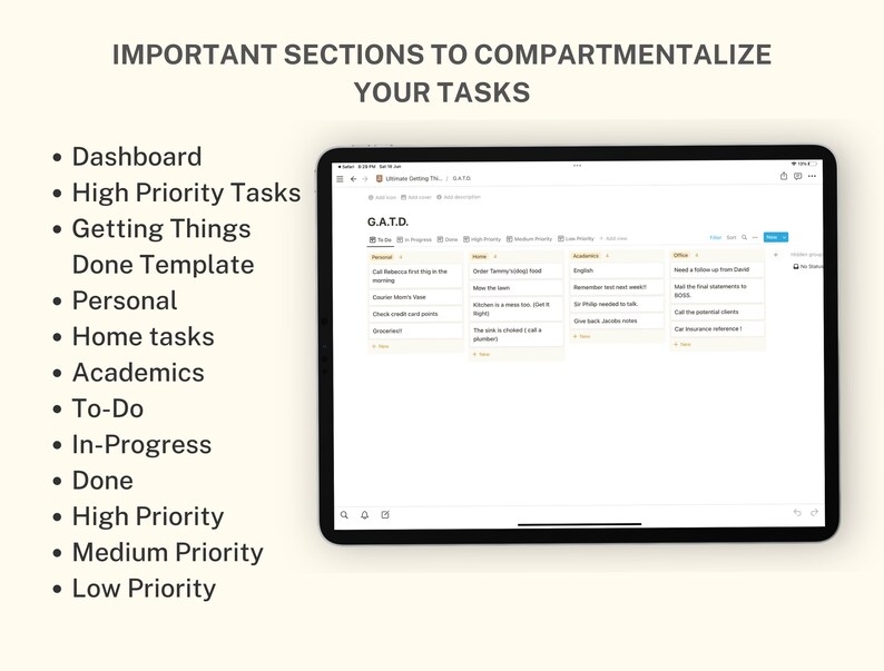 Getting Things Done Notion Template Notion Life Planner - Etsy