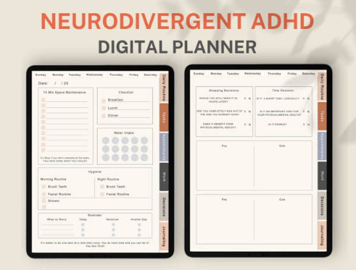 Adhd Digital Planner, Adhd Daily Planner, Adhd Planner, Adhd Planner ...