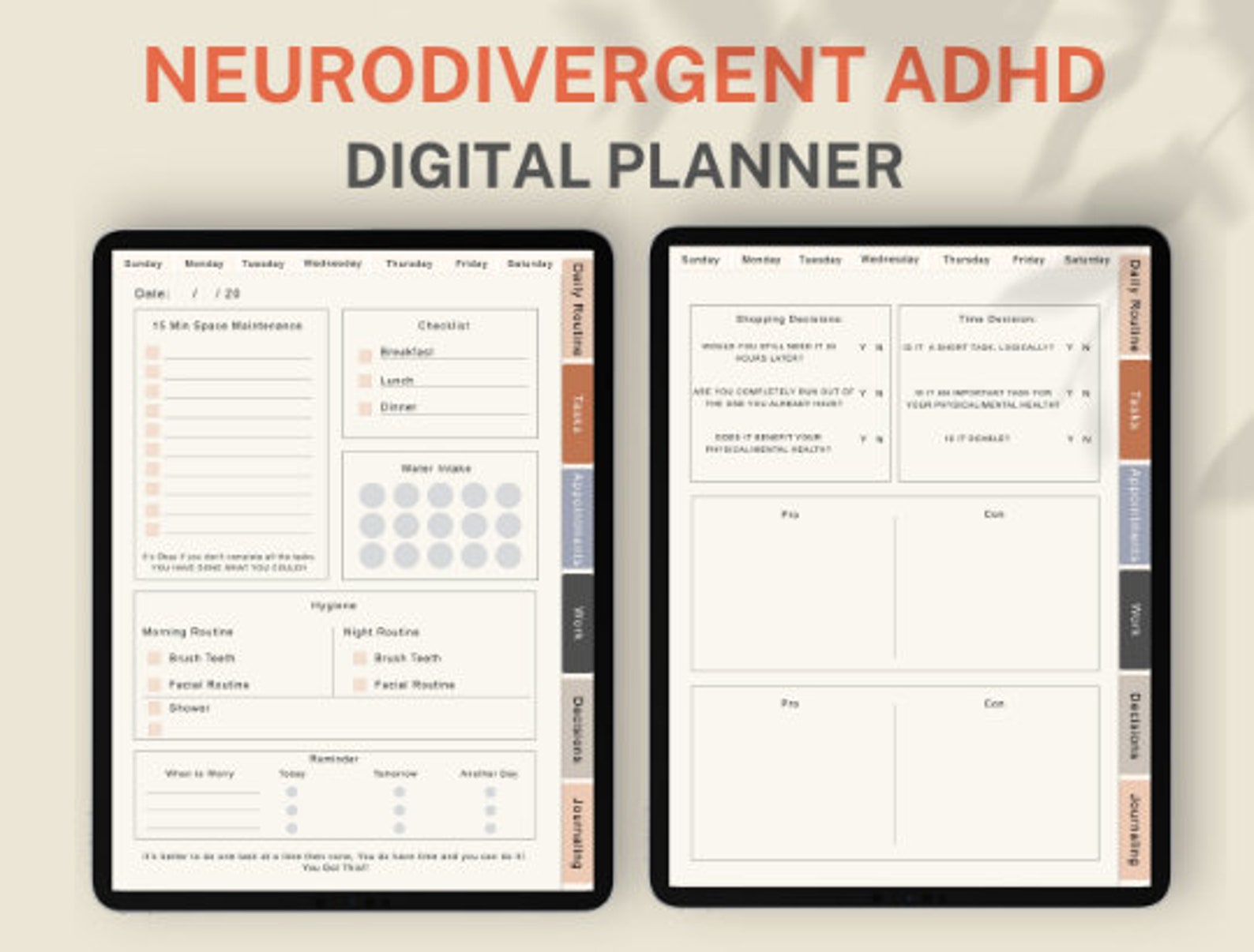 Adhd Digital Planner, Adhd Daily Planner, Adhd Planner, Adhd Planner ...