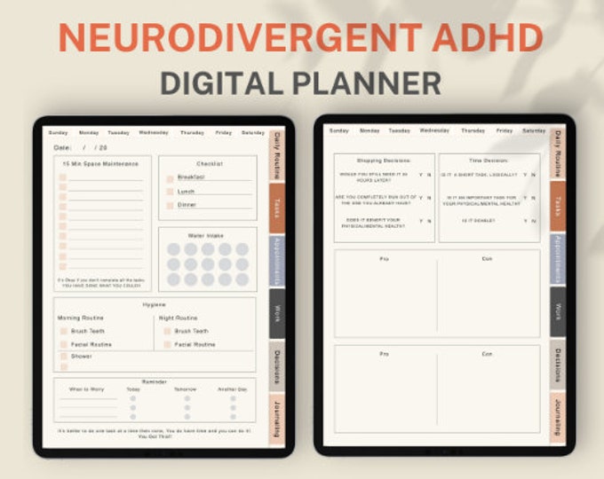 Adhd Digital Planner, Adhd Daily Planner, Adhd Planner, Adhd Planner ...