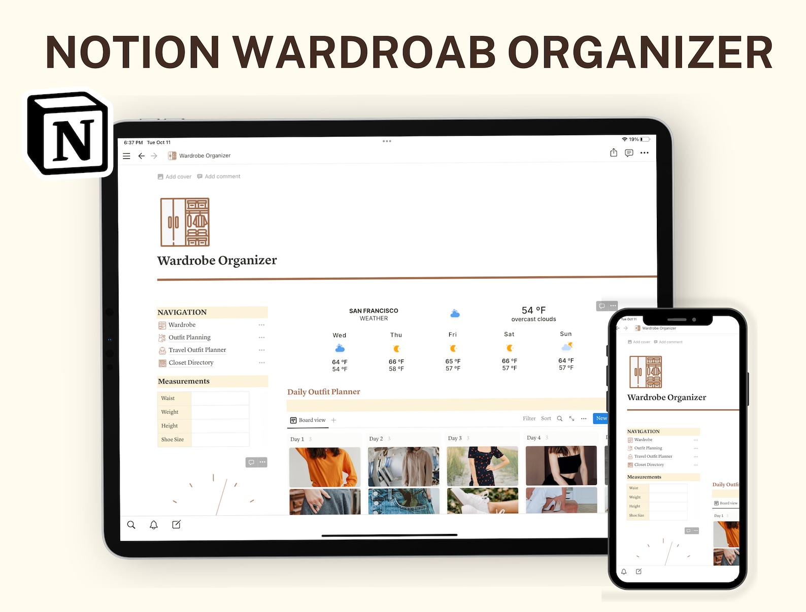Notion Wardrobe Organizer Notion Template Notion Life - Etsy