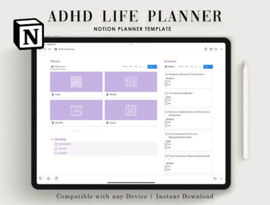 Notion Template ADHD Notion Template Adhd Career Notion - Etsy