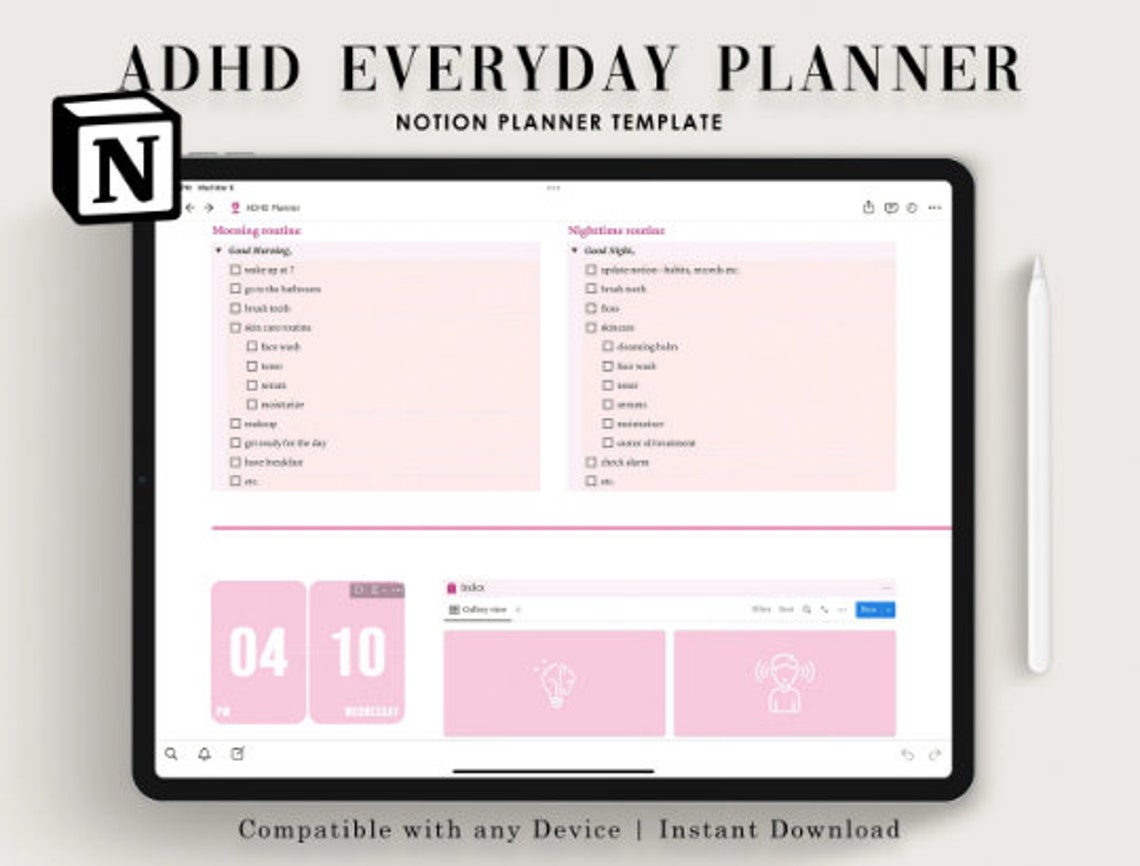 Notion Template ADHD, Notion Template Adhd Career, Notion Template, Notion Life Planner, Notion ...