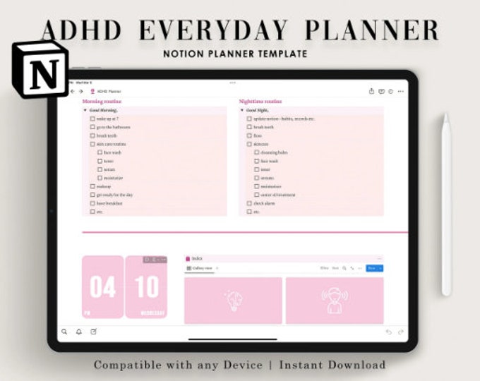 Notion Template ADHD, Notion Template Adhd Career, Notion Template, Notion Life Planner, Notion ...