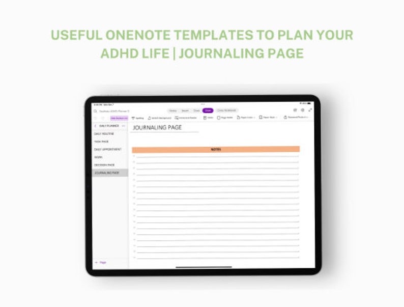 ONENOTE Adhd Planner Onenote Adhd Planner Digital Adhd Planner for ...