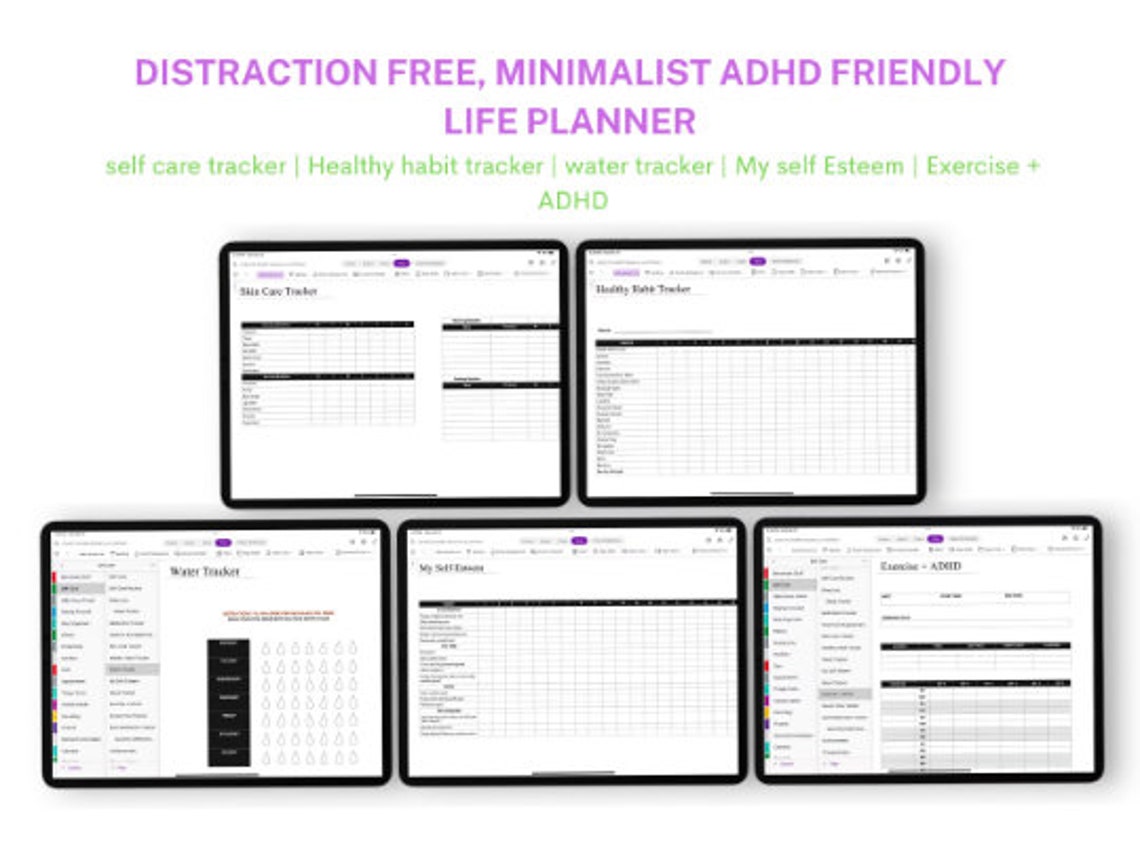 ONENOTE Adhd Planner Onenote Adhd Planner Digital Adhd Planner for ...