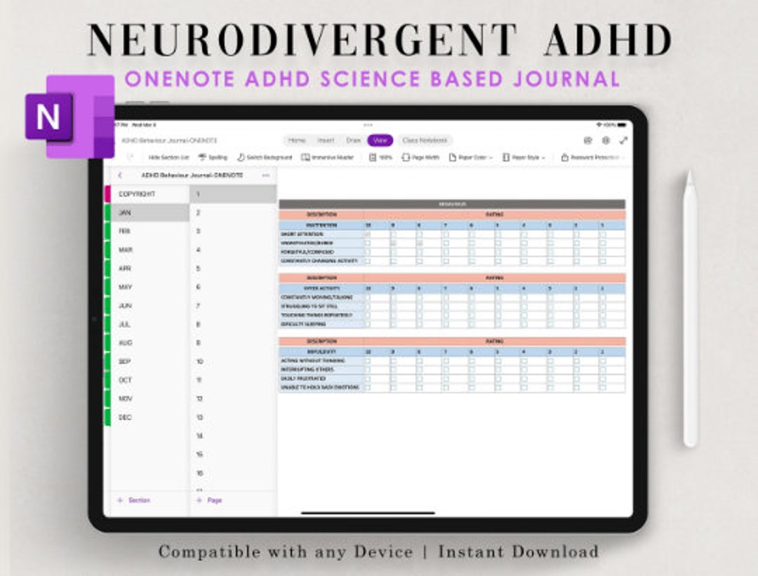 Onenote Adhd Digital Planner, Adhd Daily Planner, Onenote Adhd Planner ...