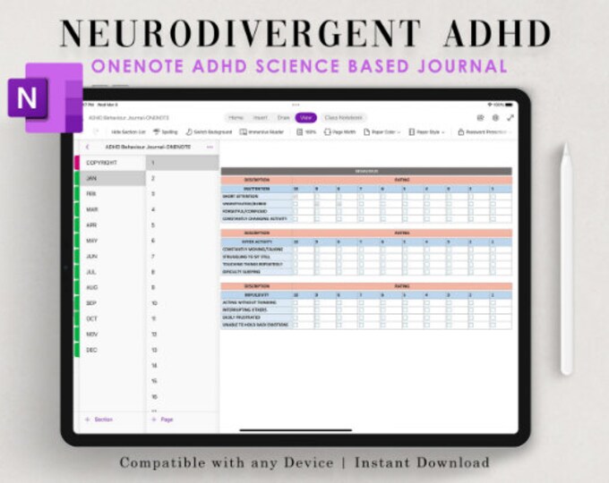 Onenote Adhd Digital Planner, Adhd Daily Planner, Onenote Adhd Planner ...