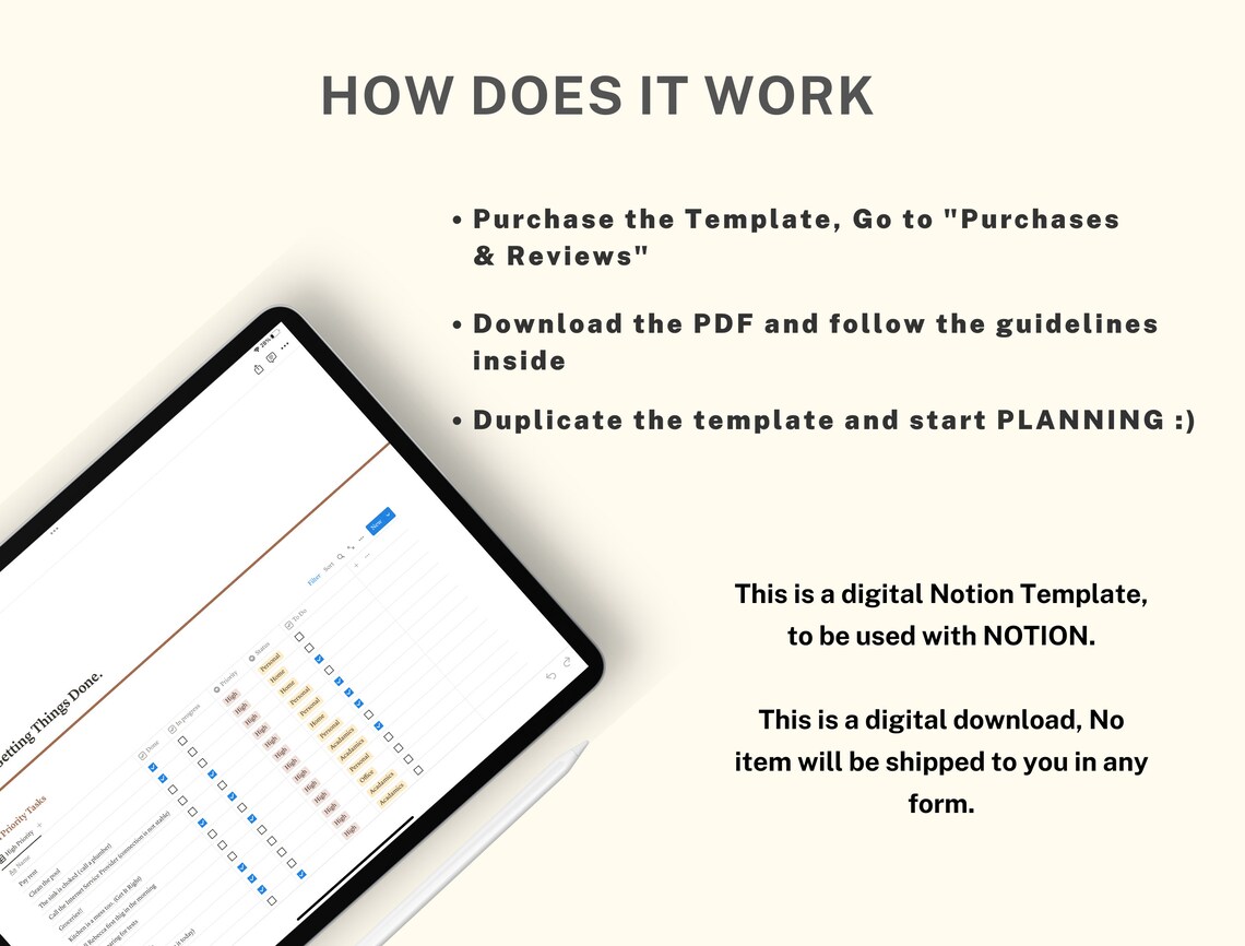 Getting Things Done Notion Template Notion Life Planner - Etsy