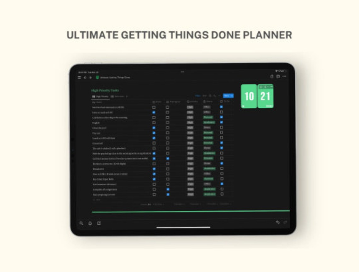 Getting Things Done, Notion Template, Notion Life Planner, Notion Dashboard Template, Notion ...