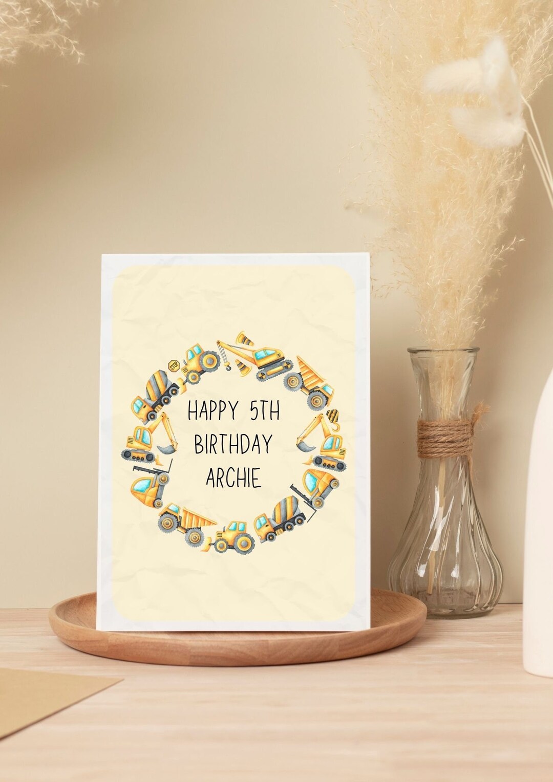 Personalised Happy Birthday Card Job Digger Tractor Farm - Etsy