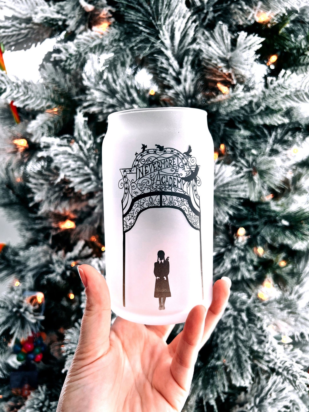 Nevermore Academy Gate Wednesday Addams Inspired Fan Art 16 Oz Libbey ...