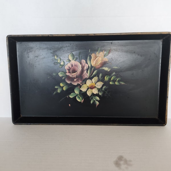 Floral Metal Tray - Etsy