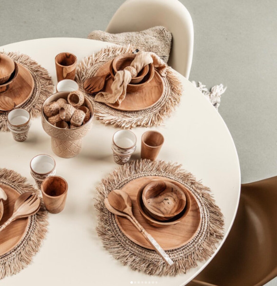 Natural Placemats, Boho Placemats, Fringe Placemats, Raffia Placemats ...