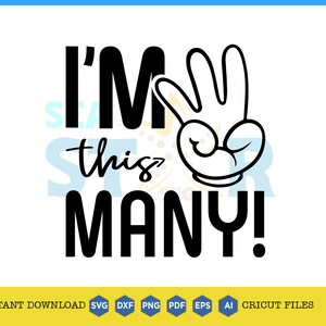 I'm This Many Svg Kids Third Birthday Svg Birthday, Funny I'm 3 Three ...