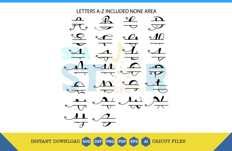 Split Monogram Svg Split Letter Svg Alphabet Svg Files for - Etsy