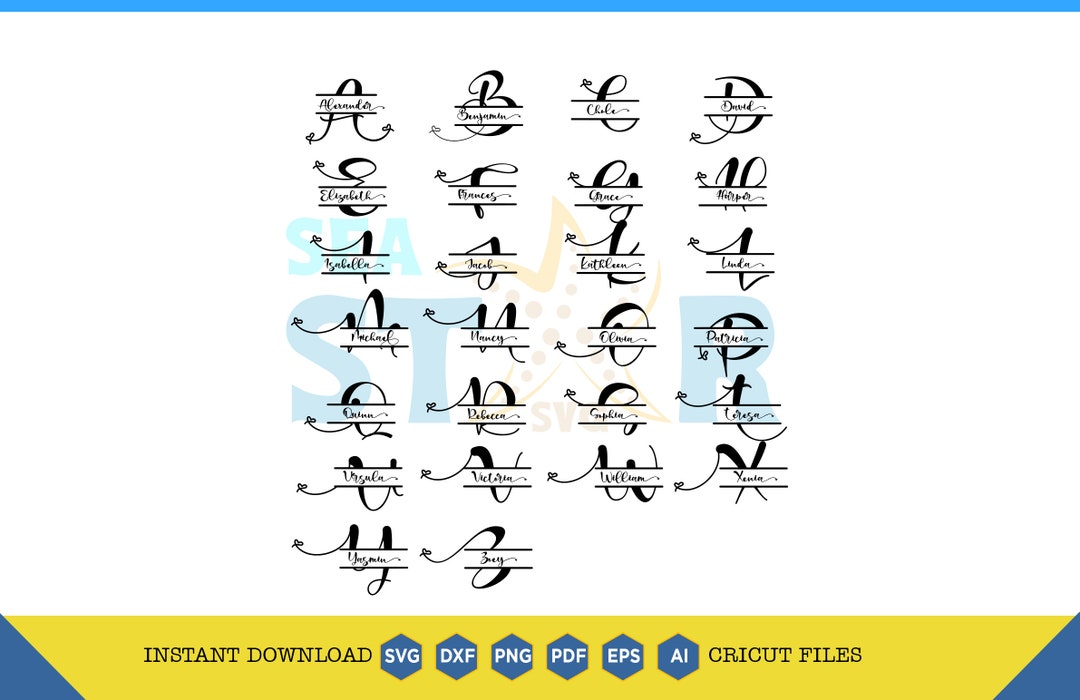 Split Monogram Svg | Split Letter Svg | Alphabet Svg Files for Cricut ...
