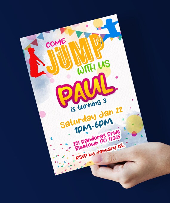 Jump Birthday Party Invitation - Etsy