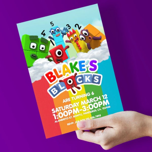 Numberblocks Invitation. Numberblocks Birthday Party - Etsy