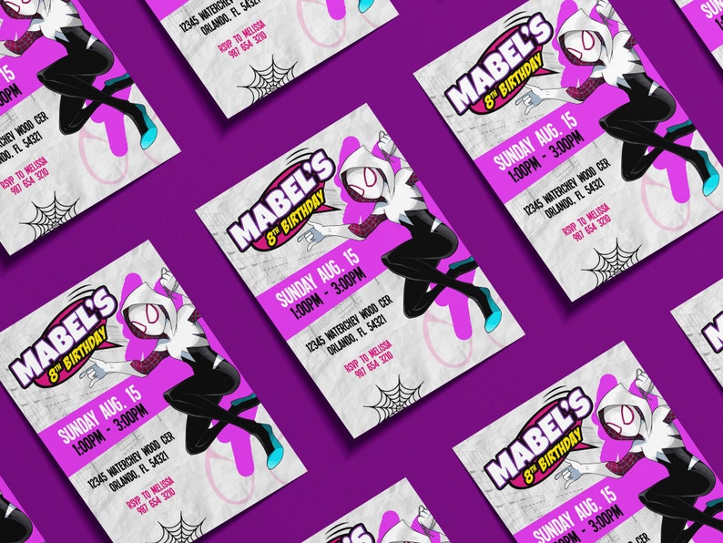Ghost Spider Invite, Ghost Spider Invitation, Spider Gwen Invite ...