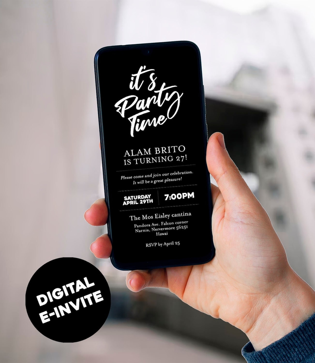 Party Digital Minimal Modern Invitation, Mobile Invitation, Simple ...