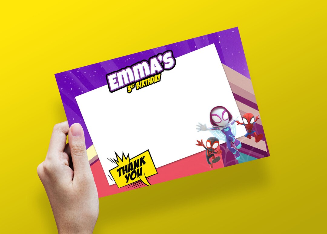 Spider Gwen Birthday Thank You Card Spidey Girl Invitation - Etsy