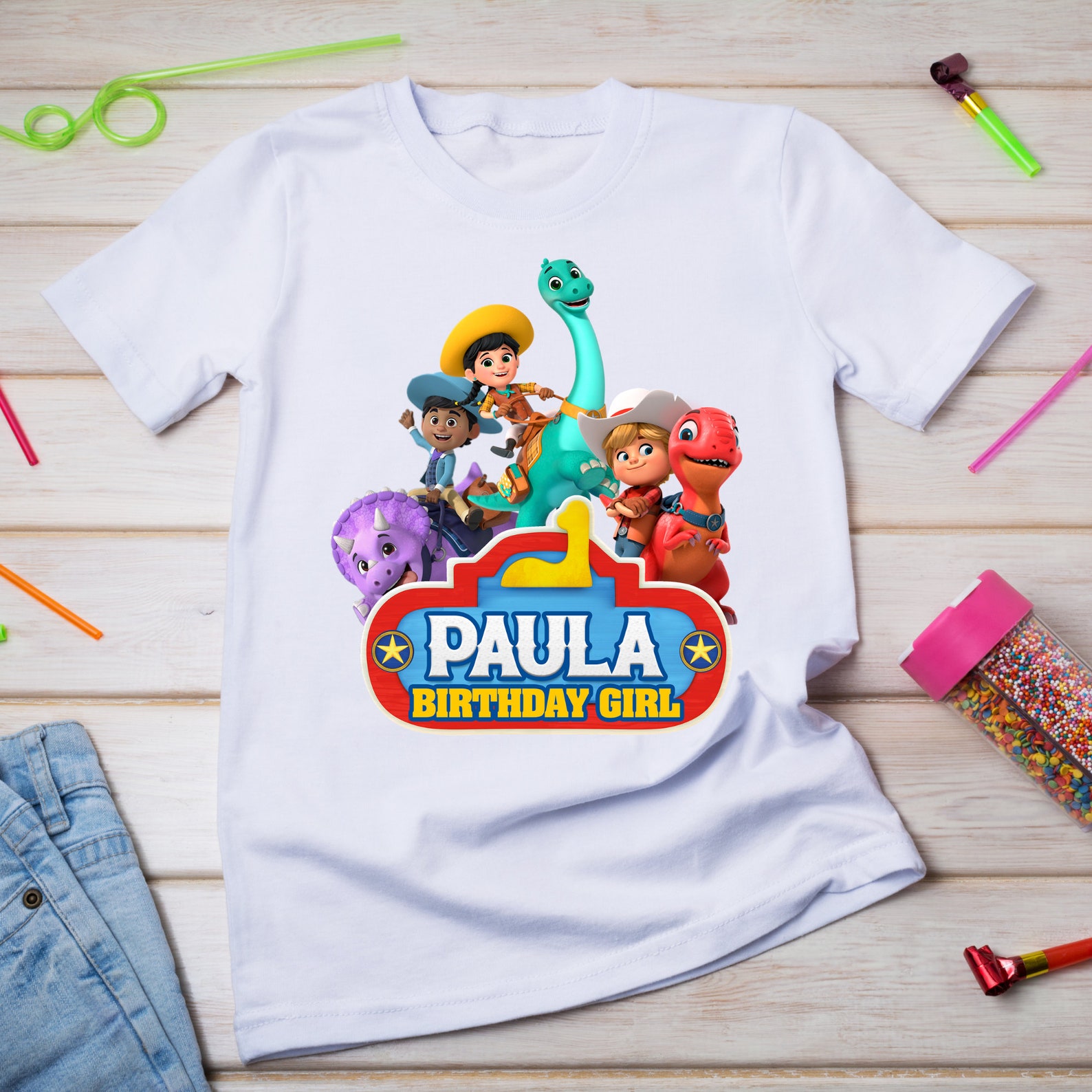 Dino Ranch Girl Birthday Shirt Design File Only Print at - Etsy