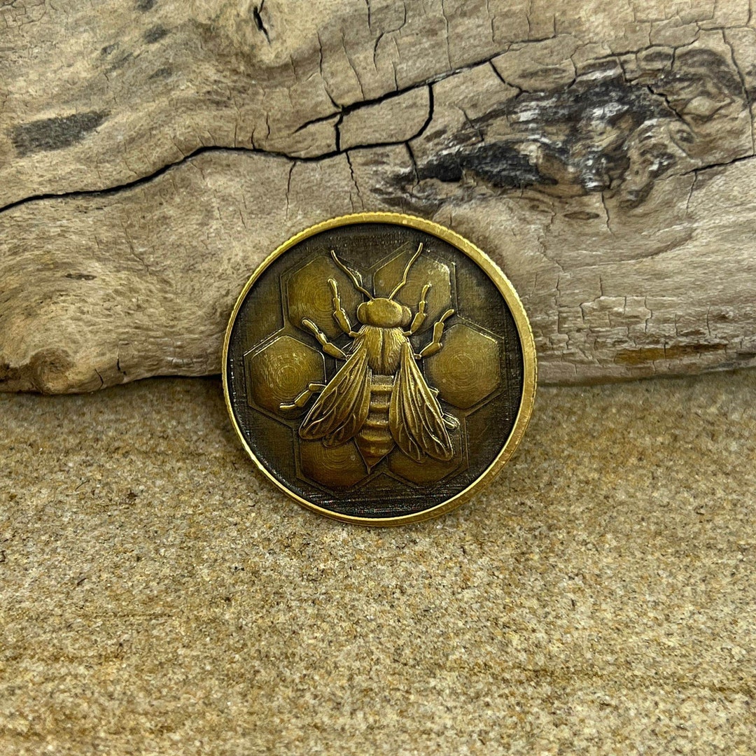 Honeycomb Bee, Bass Round, Laser Engraving, Pendant Gift, Lucky Token ...