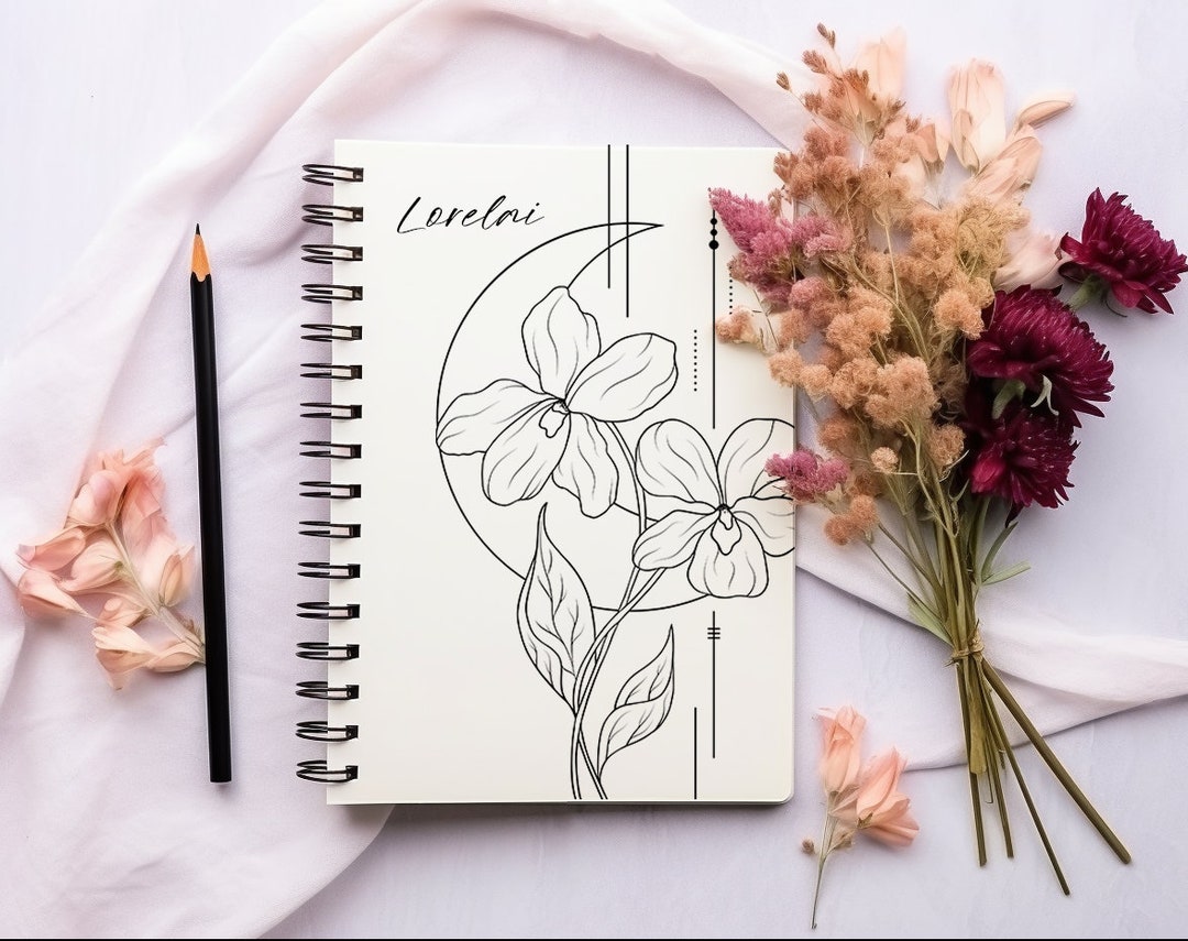 Personalized Birth Flower Journal With Geometric Details, Perfect for ...