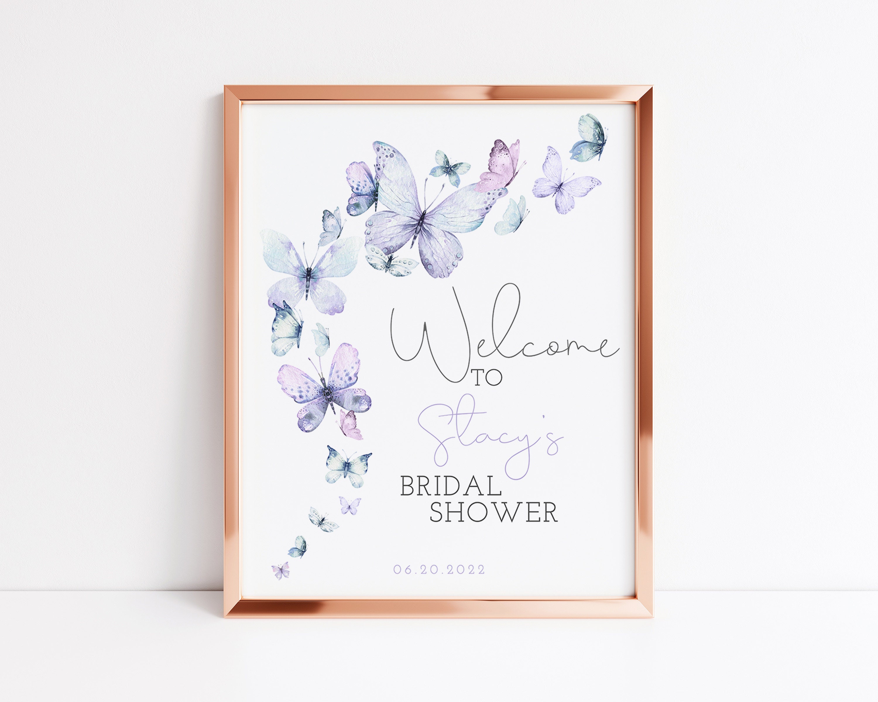 Blue Butterflies Bridal Shower Welcome Sign 36x48 & 16x20 - Etsy