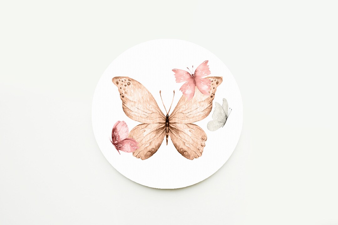 Peach Butterfly Sticker, Favor Tag, He Gives Her Butterflies, From Miss ...