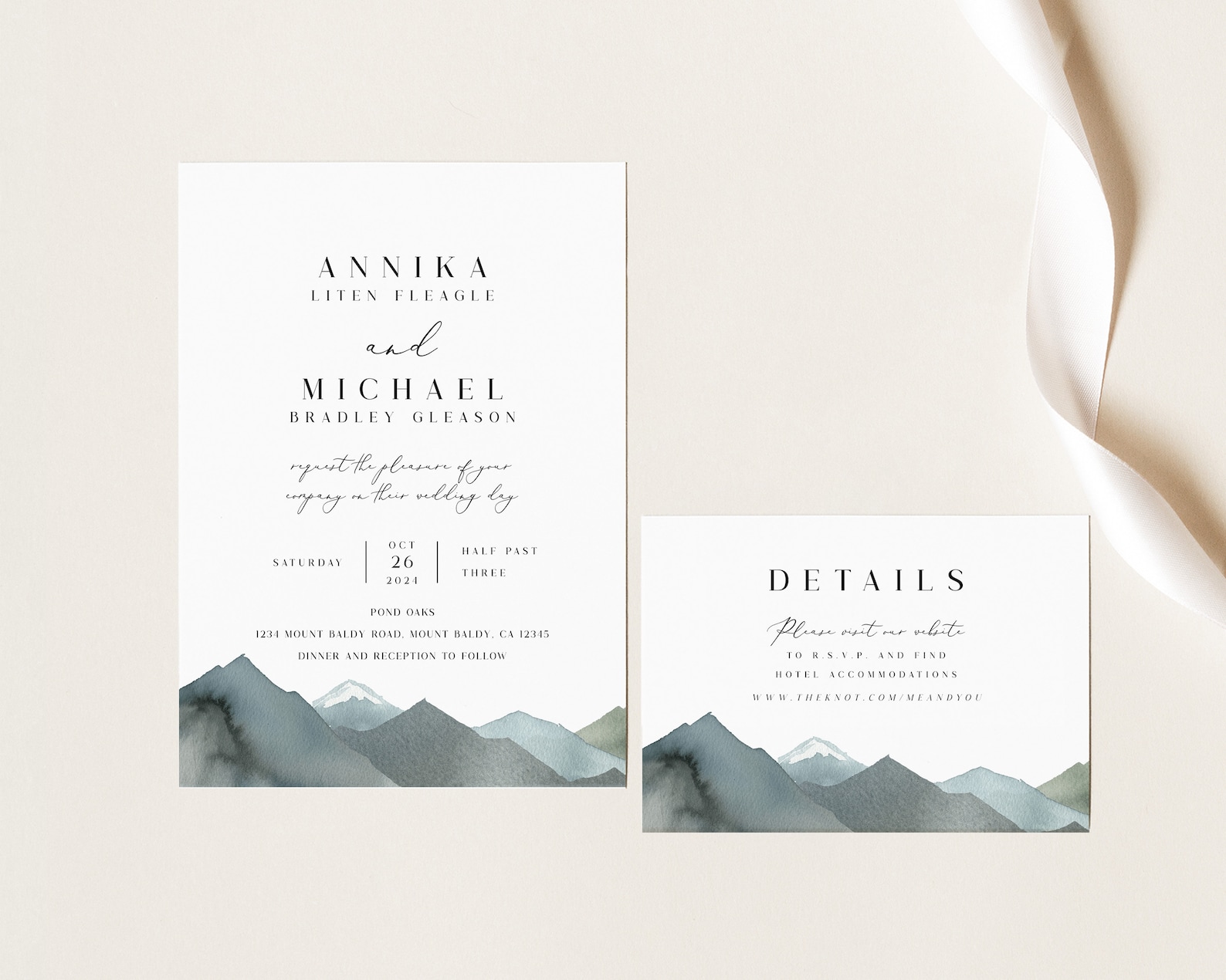 Mountain Wedding Invite, Outdoors Invitation, Simple Elegant ...
