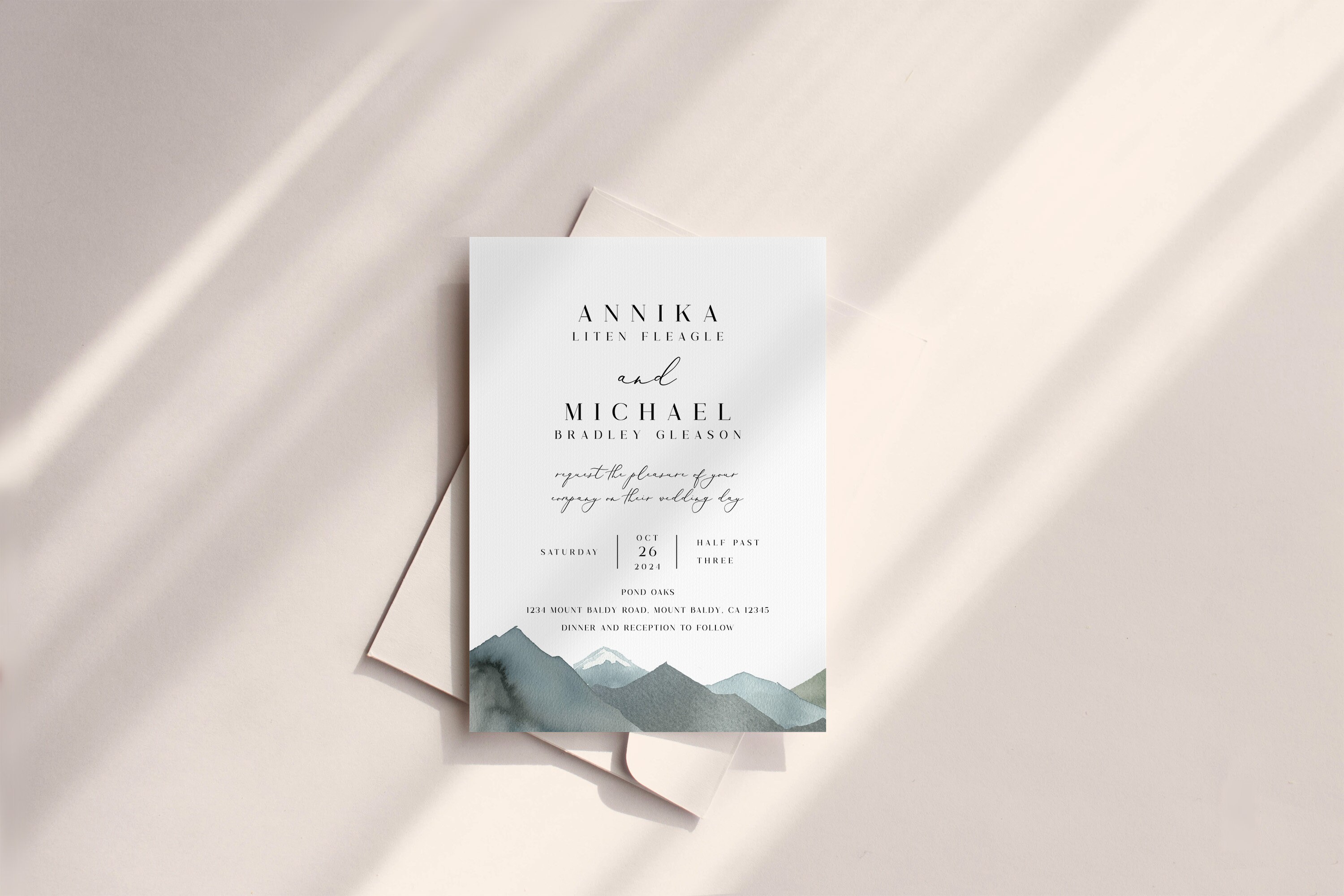 Mountain Wedding Invite, Outdoors Invitation, Simple Elegant ...