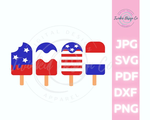 Patriotic Popsicles SVG Digital Download Popsicles Red | Etsy