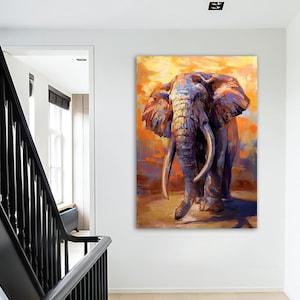 Elephant Painting on Canvas, Elephant Wall Art, Extra Large Wall Art ...