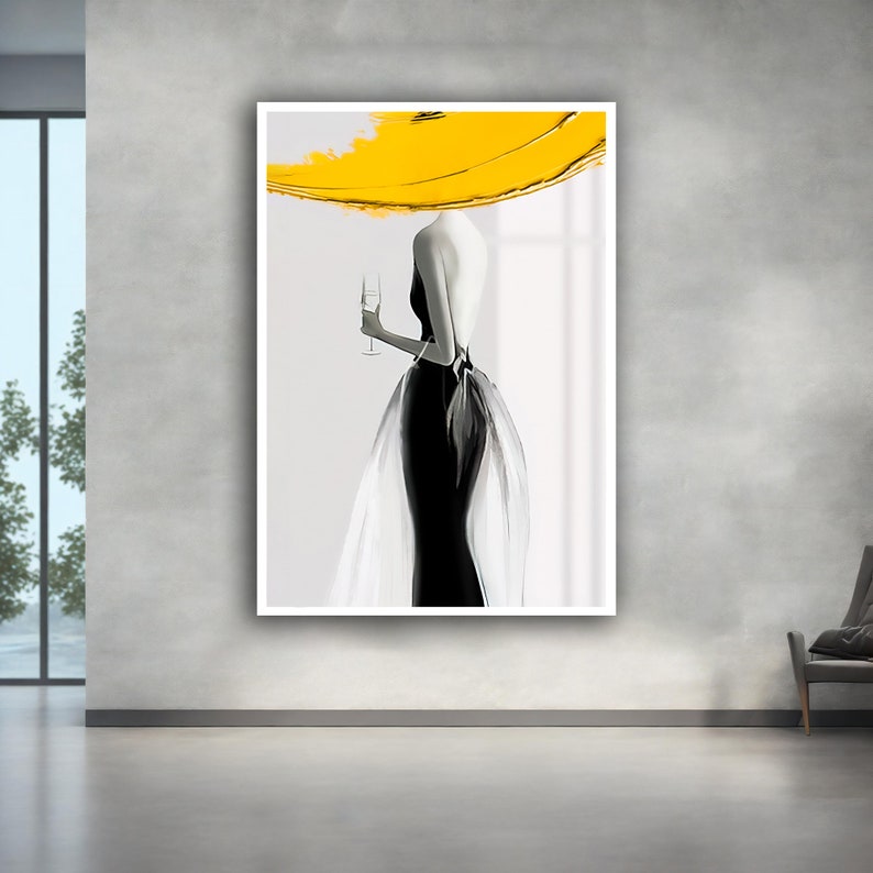Woman in Yellow Hat, Abstract Woman Canvas Painting, Fashion Canvas ...