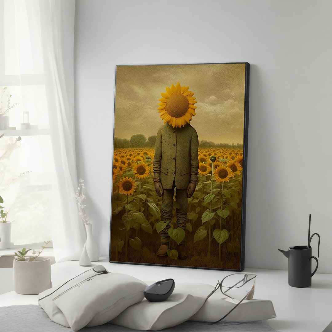 Abstract Sunflower God, Sunflower Canvas Painting, Summer Sunflower ...